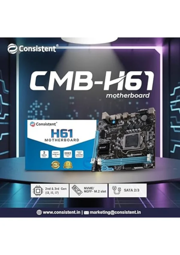 Consistent H61 Motherboard | NVME | 2nd/3rd gen - vantek India